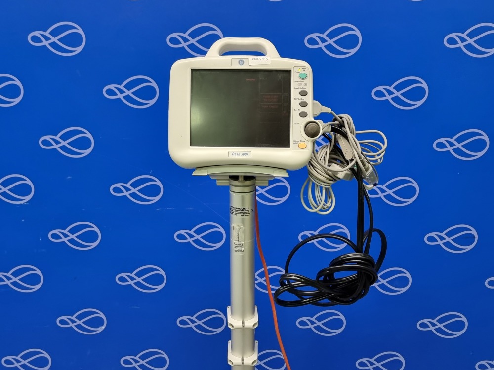 GE Dash 3000 Patient Monitor on Rollstand