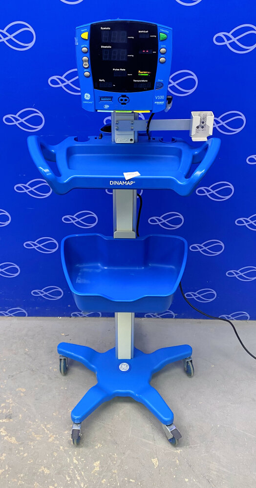 4 x GE Dinamap V100 Patient Monitor on Roller Stand