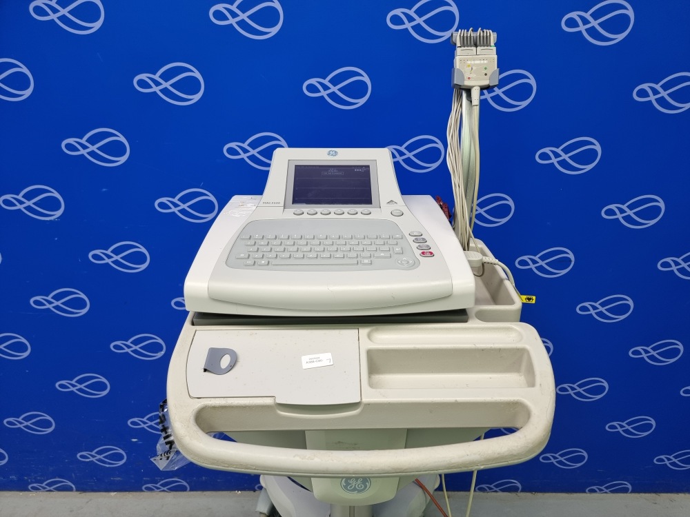 GE MAC 3500 ECG Recorder on Trolley