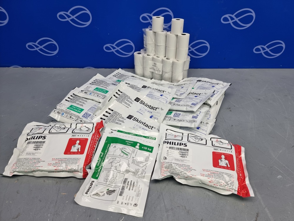Quantity of Philips Defibrillator Electrode pads and Rolls of Recording ...