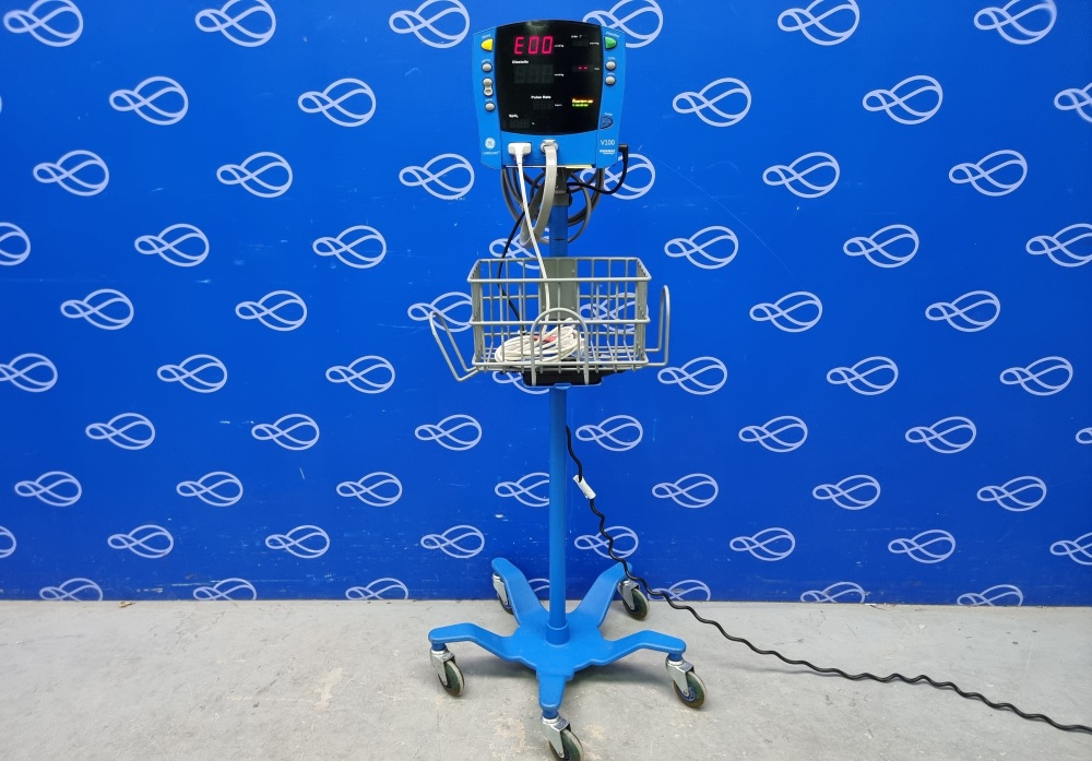 GE V100 Dinamap Patient Monitor on Roller Stand