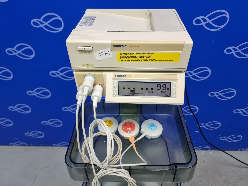 Sonicaid Team Duo Fetal Monitor and Team Care Printer on Rollstand