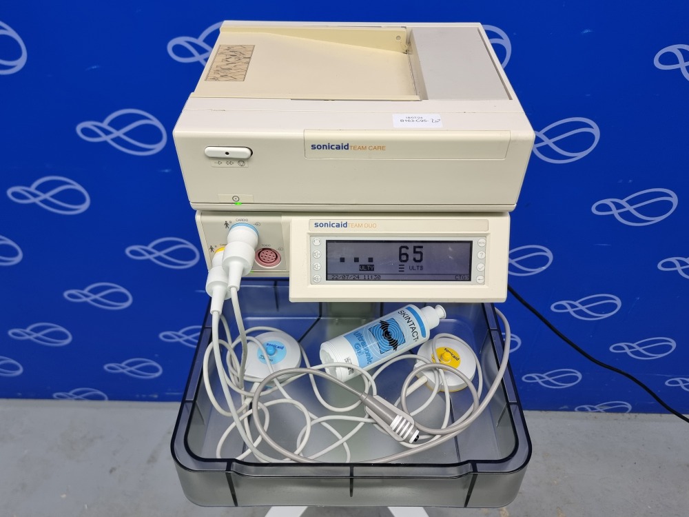 Sonicaid Team Duo Fetal Monitor and Team Care Printer on Rollstand