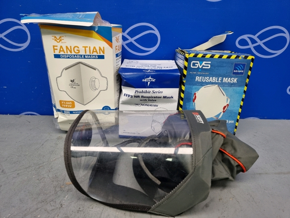 Cage of Assorted Respirator Masks and Scott Safety Filters