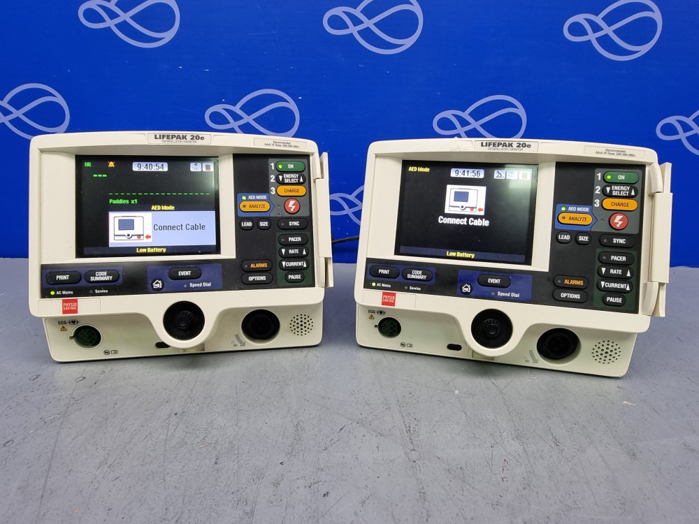 2 x Physio Control Lifepak 20e Defibrillator/Monitor with Pacing