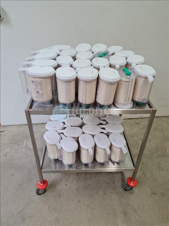 38 x Full Absorber Canisters on Stainless Steel Trolley