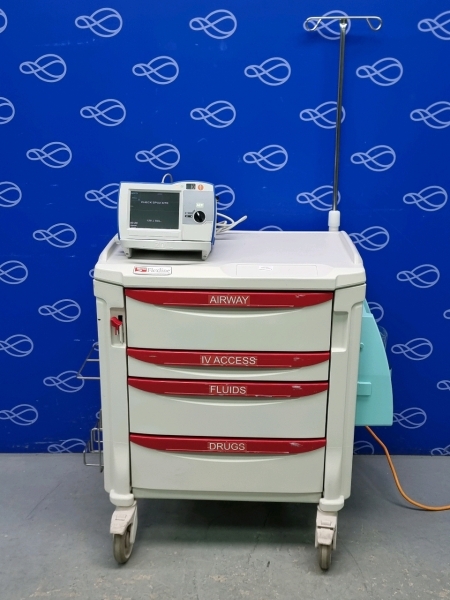 Zoll R-Series Plus Defibrillator on Metro Flexline Crash Trolley
