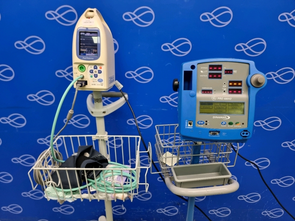 GE Dynamap PRO 400V2 Vital Signs Monitor and Fukuda Denshi PetiTelemo ...