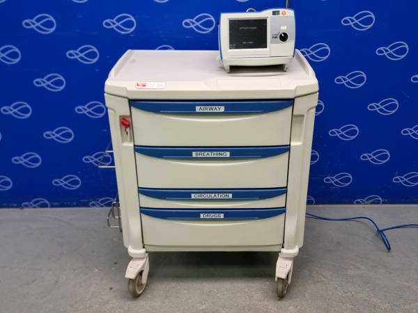 Zoll R-Series Plus Defibrillator on Metro Flexline Crash Trolley