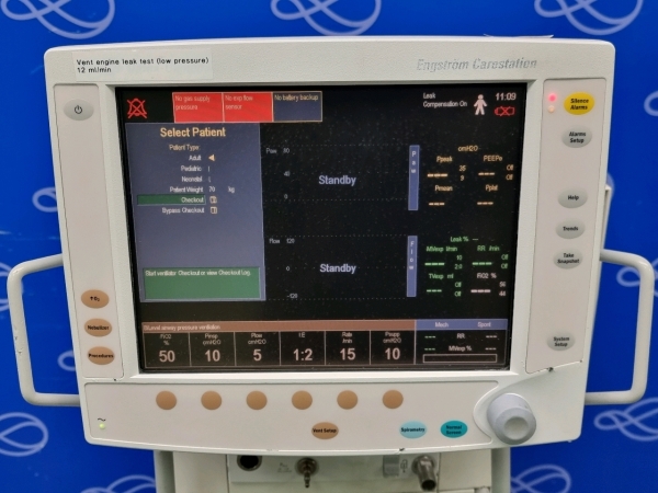 GE Datex-Ohmeda Engstrom Carestation Ventilator on Rollstand