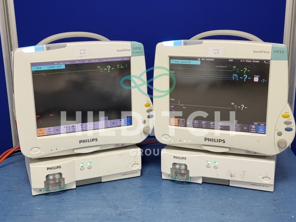 2 x Philips Intellivue MP50 Anaesthesia Monitor Each with Philips ...