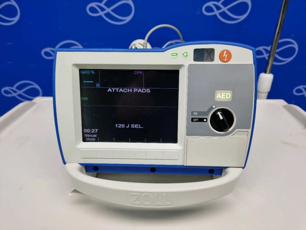 Zoll R-Series Plus Defibrillator on Metro Flexline Crash Trolley