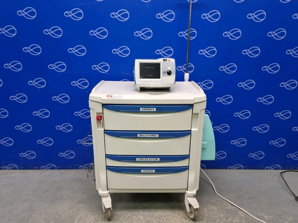 Zoll R-Series Plus Defibrillator on Metro Flexline Crash Trolley