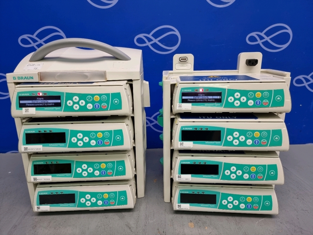 8 x B Braun Infusomat Space Infusion Pump in 2 x B Braun Space Station ...