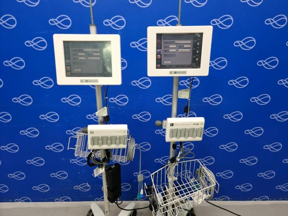 2 x Edwards Lifesciences EV1000 Hemodynamic Monitor on Rollstand