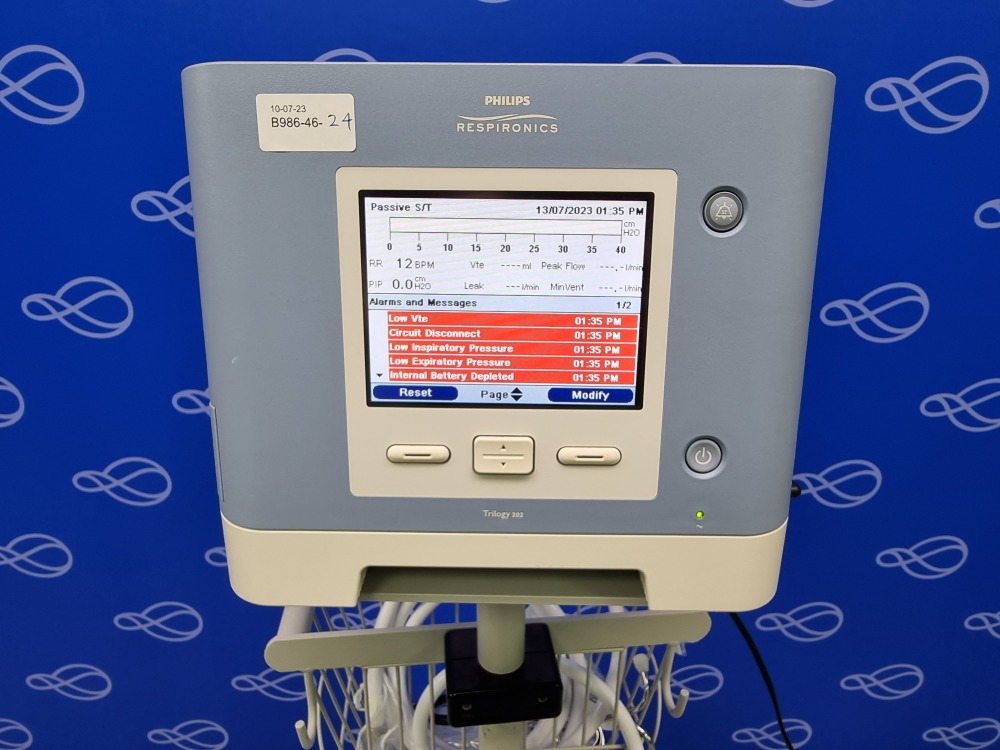 Philips Respironics Trilogy 202 Ventilator on Rollstand