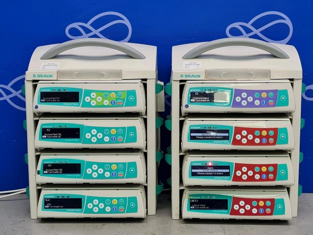8 x B Braun Infusomat Space Infusion Pump in 2 x B Braun Space Station ...