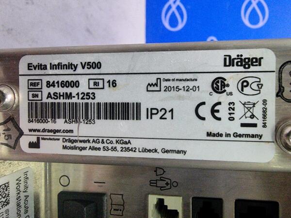 Draeger Evita Infinity V500 Ventilator & Draeger Infinity C500 Monitor