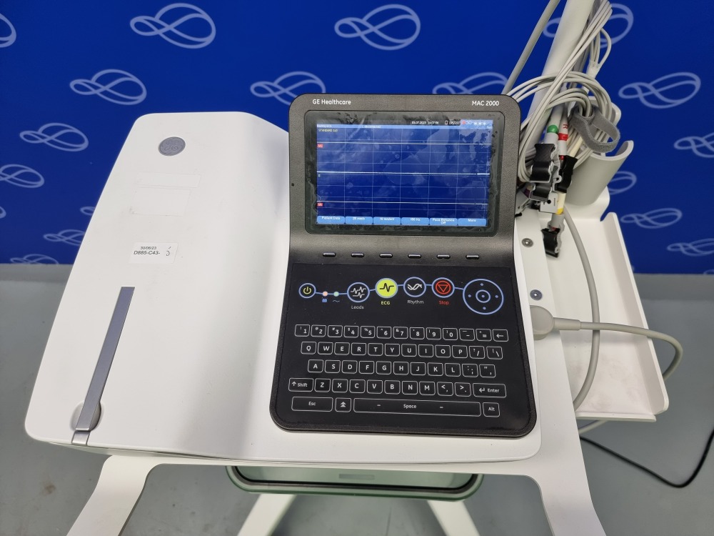 GE MAC 2000 ECG Recorder on Trolley