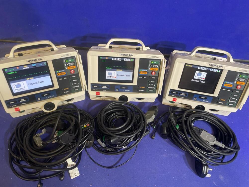 3 x Physio Control Lifepak 20e Defibrillators with Pacing