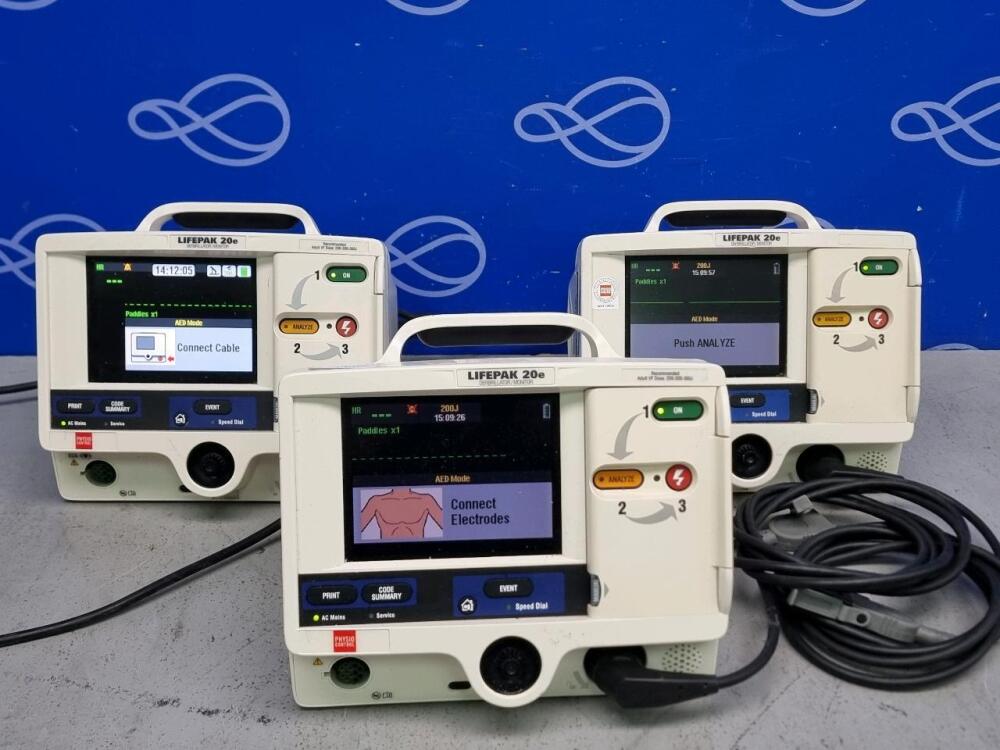 3 x Physio Control Lifepak 20e Defibrillator