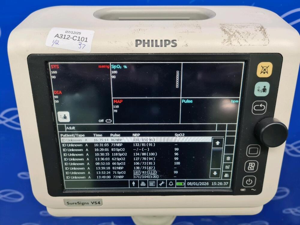 2 x Philips SureSigns VS4 Vital Signs Monitor on Rollstand
