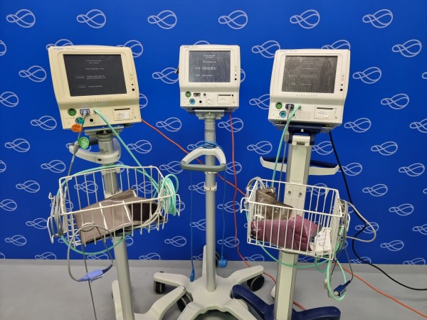 3 x Fukuda Denshi Dynascope DS-7100 Monitors on Rollstands