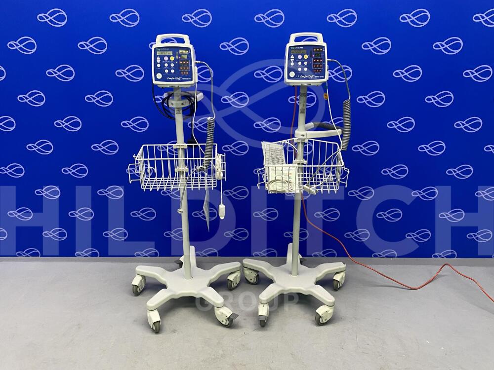 2 x Criticare 506N3 Series Comfort Cuff Vital Signs Monitors on Stands