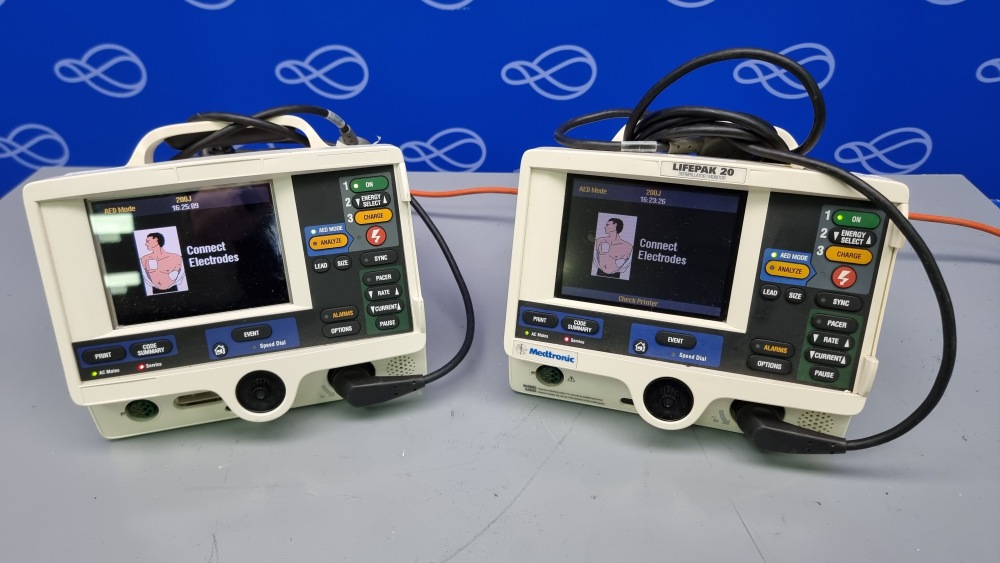 1 x Physio Control Lifepak 20e Defibrillator and 1 x Medtronic Lifepak ...
