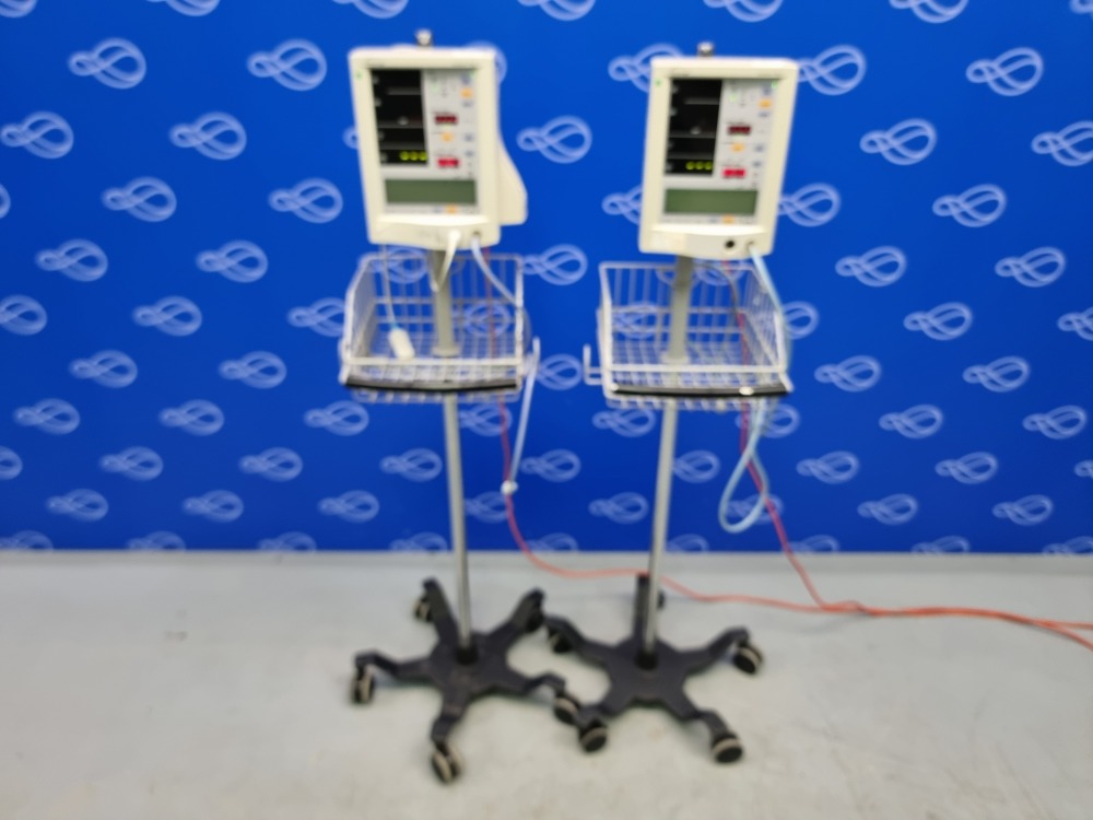 2 x Datascope Accutor Plus Vital Signs Monitors On Rollstands