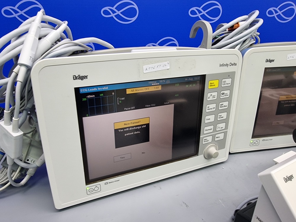 3 x Draeger Infinity Delta Patient Monitors, and 3 x Infinity HemoMed ...