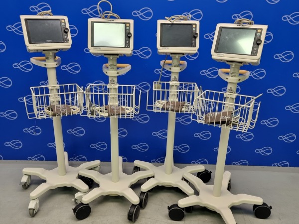 4 x Philips SureSigns VS4 Patient Monitors on Rollstands