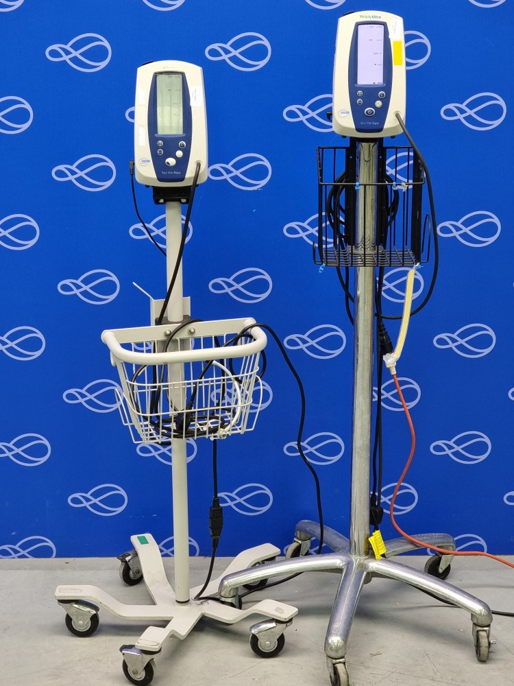 2 x Welch Allyn Spot Vital Signs Patient Monitor on Rollstand