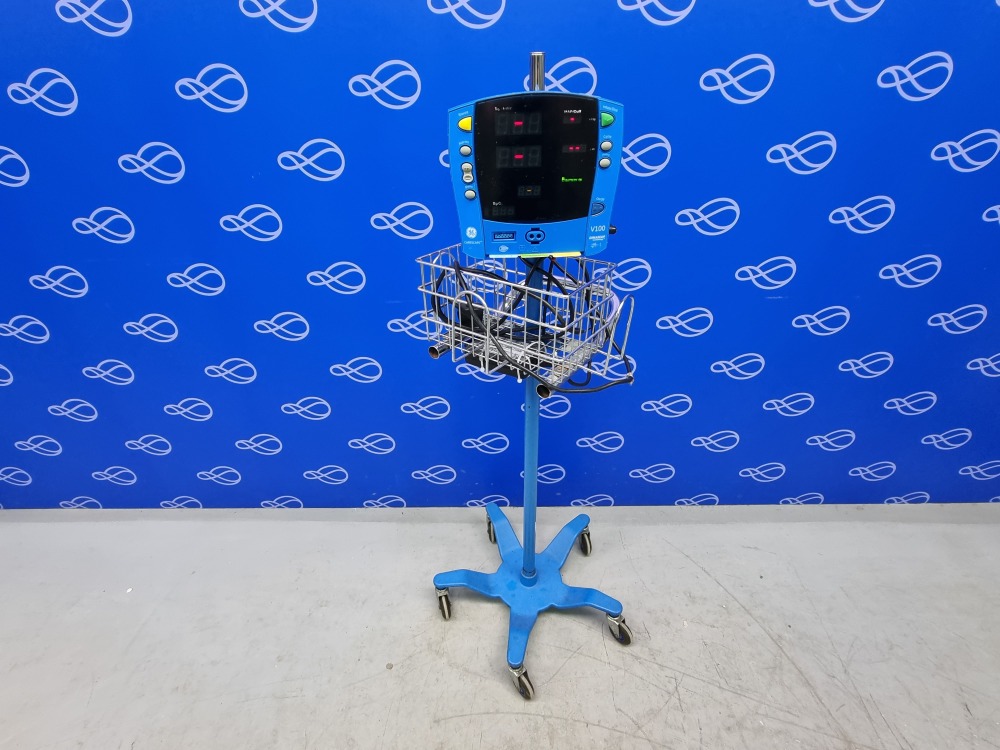 GE Dinamap V100 Vital Signs Monitor On Rollstand