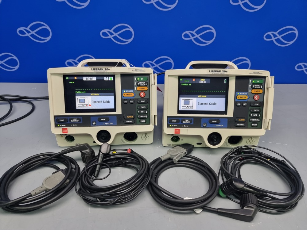 2 x Physio-Control Lifepak 20e Defibrillators (Both With Pacing)