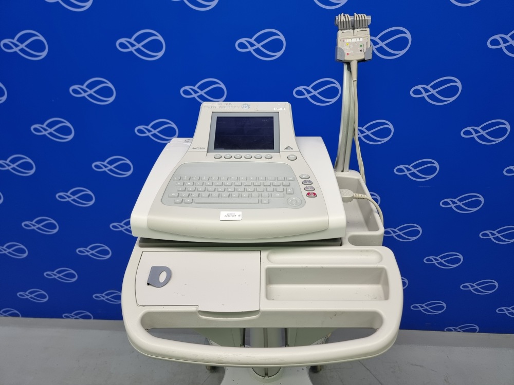 GE Mac 3500 ECG Recorder on Trolley