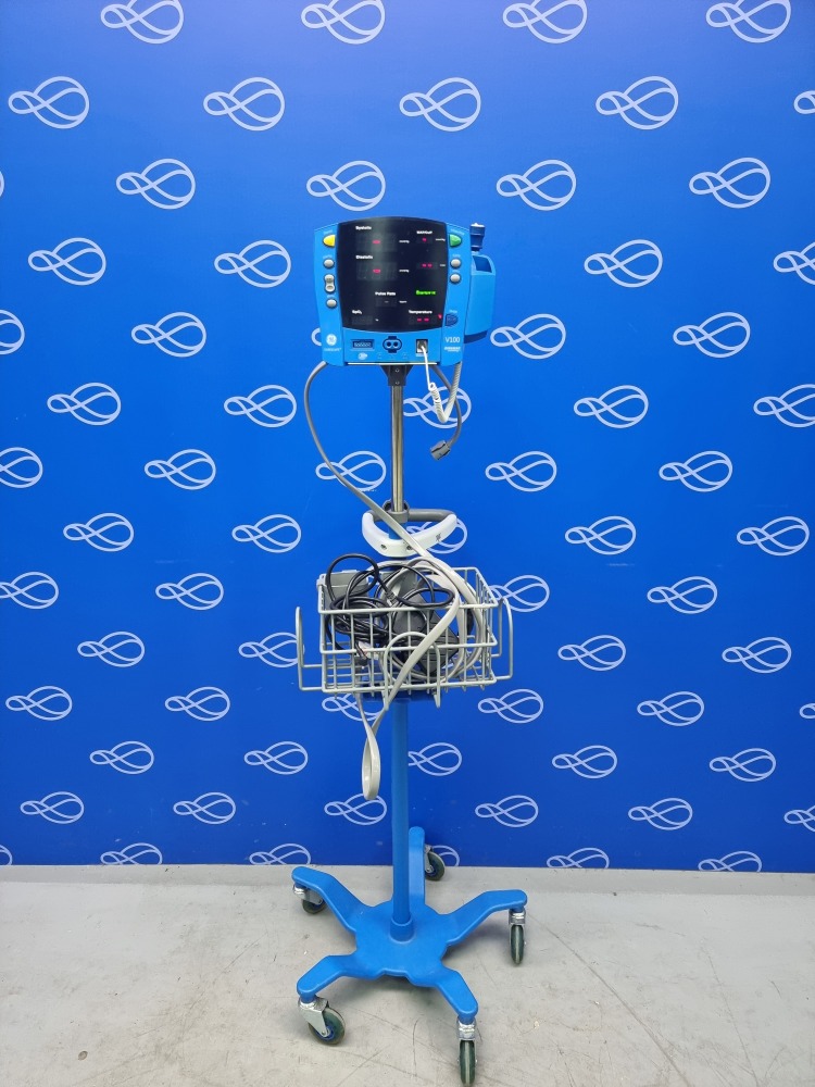 GE Carescape Dinamap V100 Patient Monitor on Rollstand