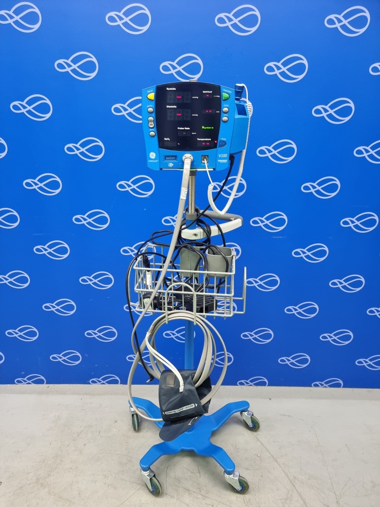 GE Carescape Dinamap V100 Patient Monitor on Rollstand