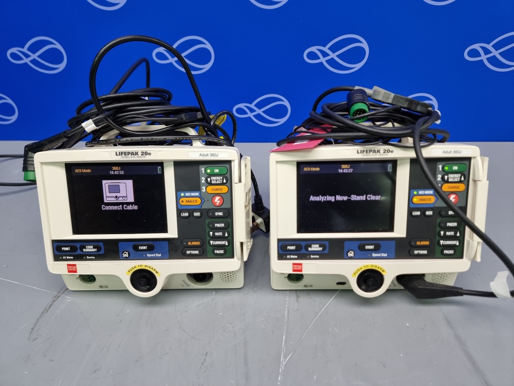 2 x Physio-Control Lifepak 20e Defibrillators (Both With Pacing)