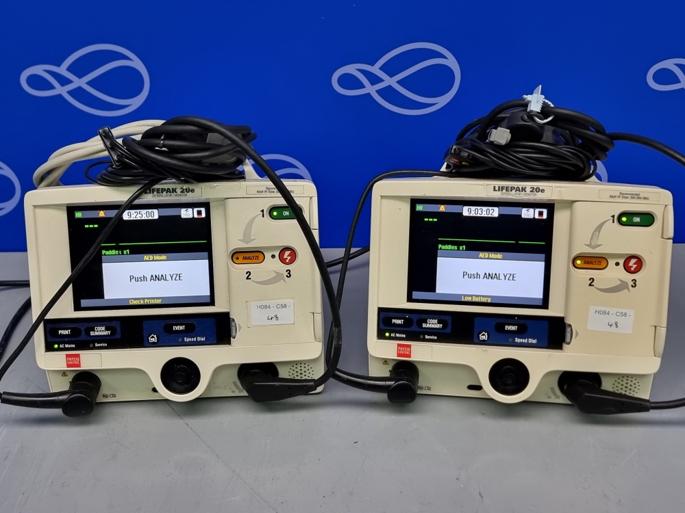 2 x Physio Control Lifepak 20e Defibrillator with Pace Function