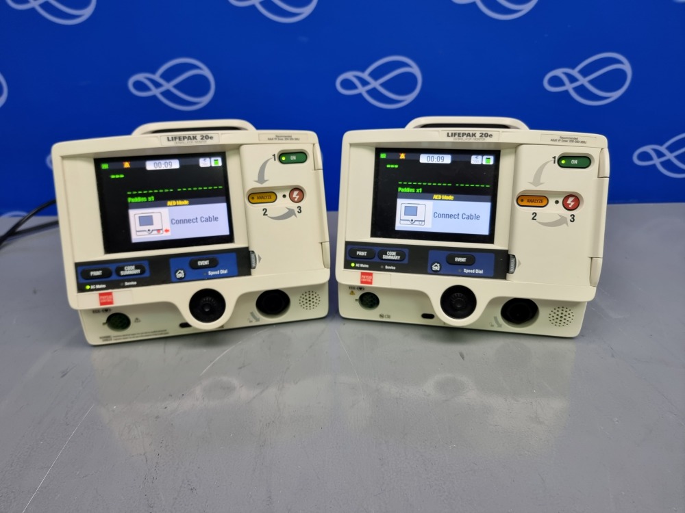 2 x Physio Control Lifepak 20e Defibrillators With Pace Function