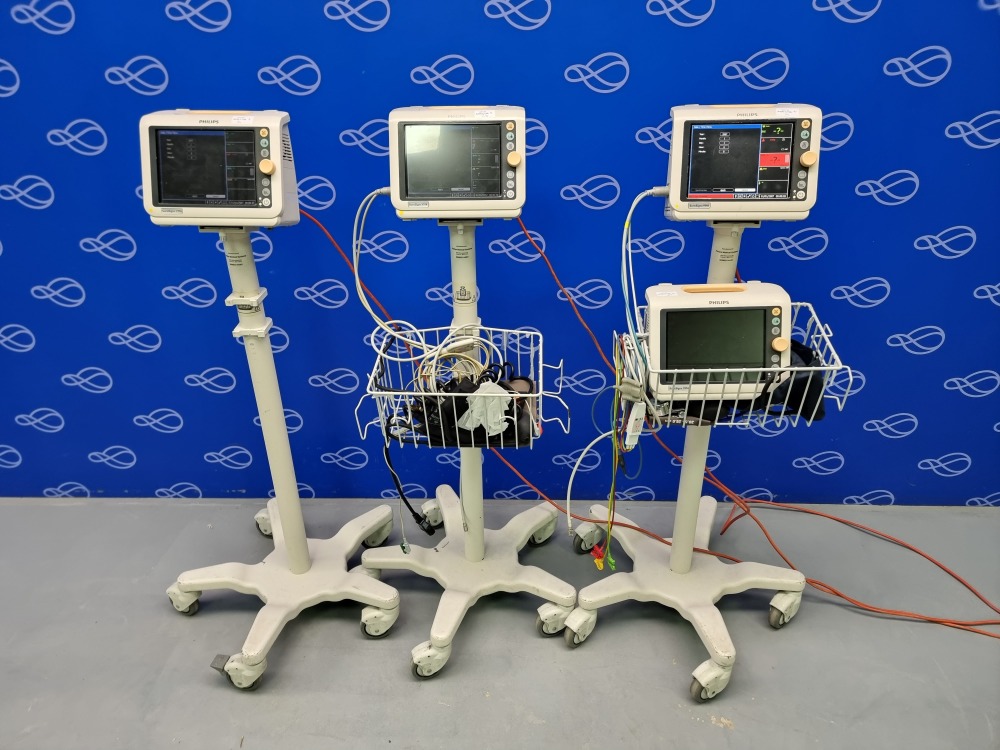 4 x Philips Suresigns VM6 Patient Monitors, 3 On Rollstands