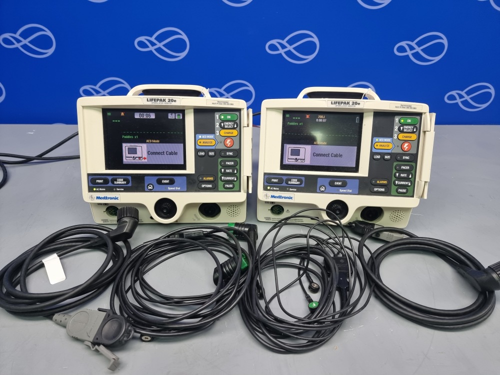 2 x Physio-Control Lifepak 20e Defibrillators (Both With Pacing)