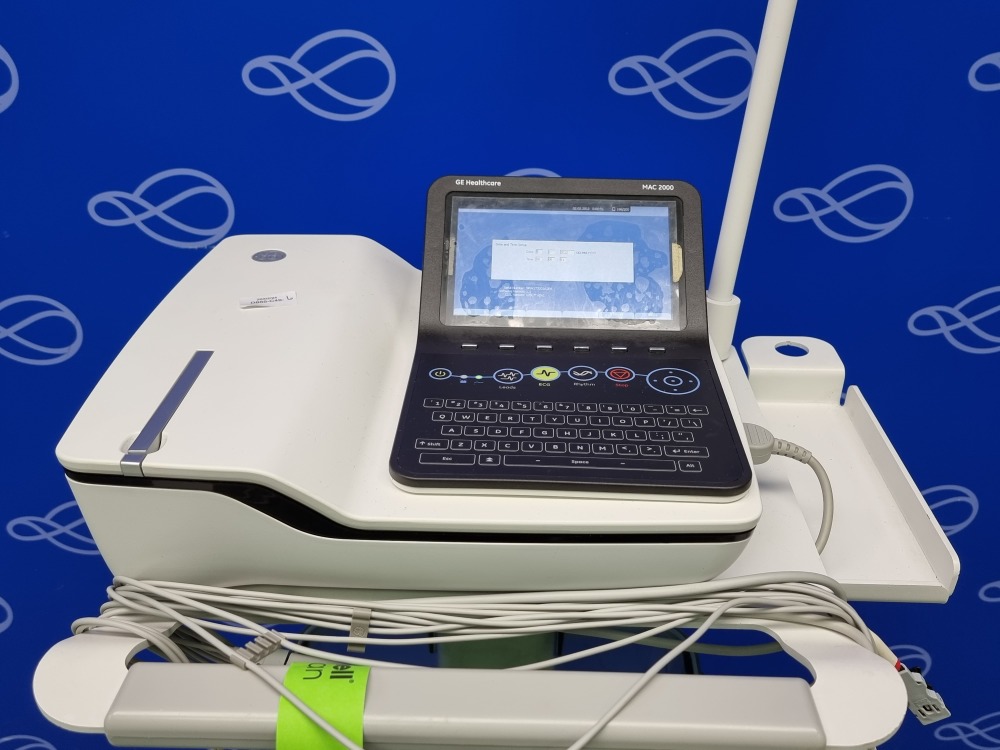 GE MAC 2000 ECG Recorder on Trolley