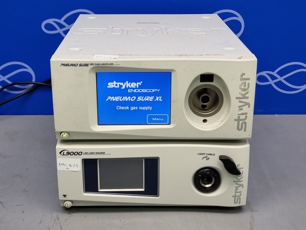 Stryker Pneumo Sure High Flow Insufflator, and Stryker L9000 LED Light ...
