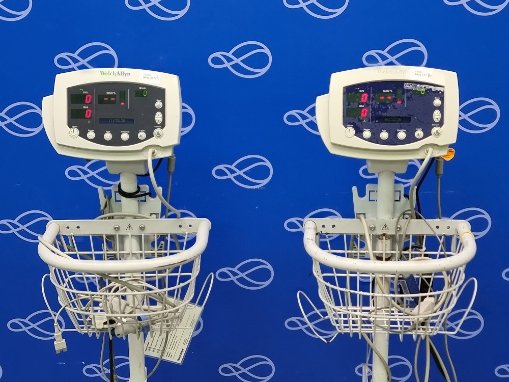 2 x Welch Allyn Series 53N00 Vital Signs Monitor on Rollstand