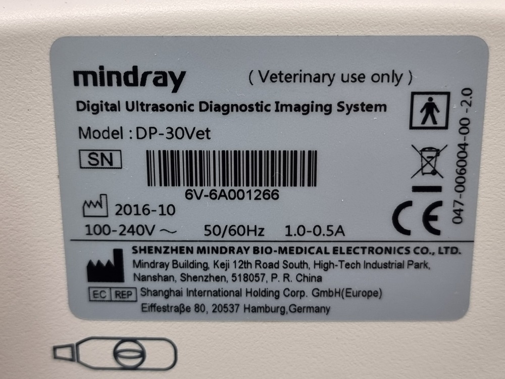 Mindray DP-30 Vet Ultrasound Scanning System