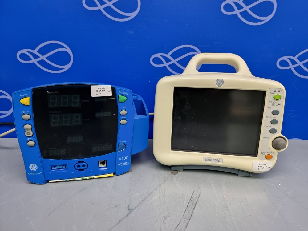 1 x GE Carescape V100 Vital Signs Monitor and 1 x GE Dash 3000 Patient ...