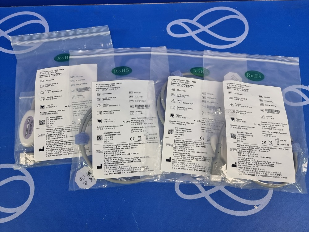 4 x Edan DECG-WT ECG Leads (New/Unused)
