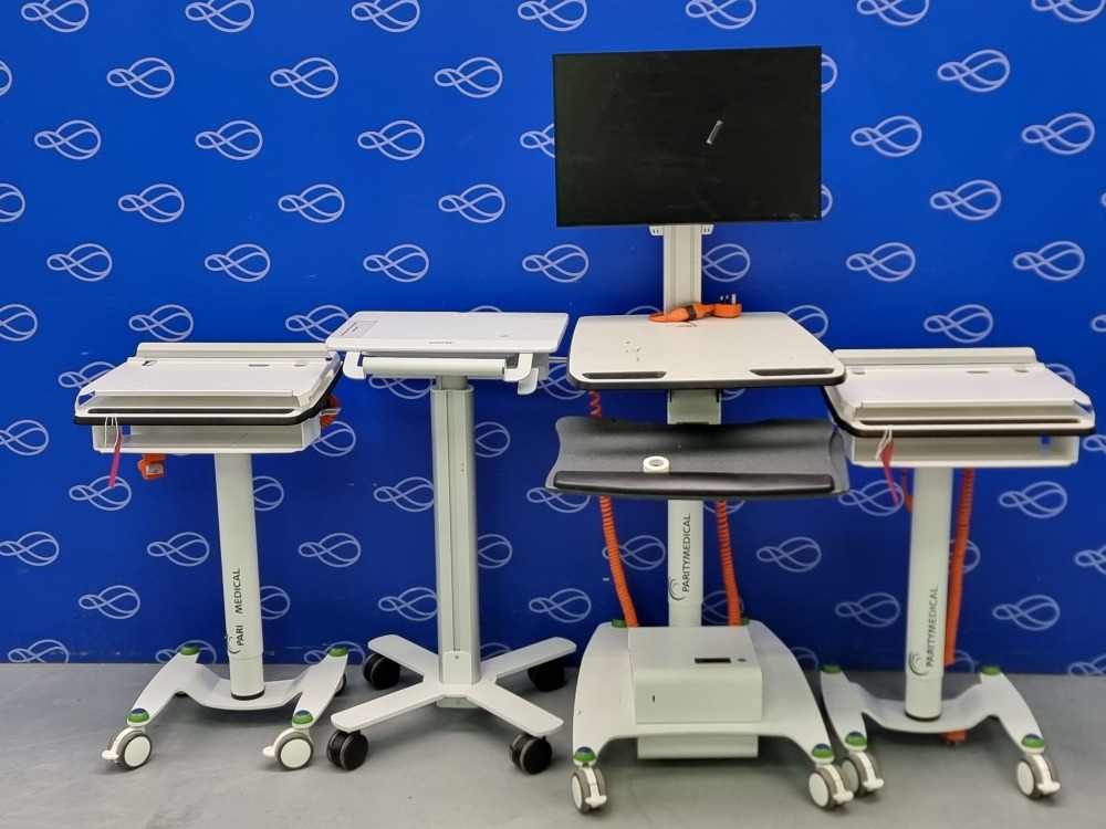 3 x Parity Medical Mobile Workstation Trolley and 1 x Ergotron ...